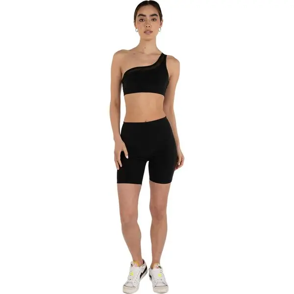 REBODY On Duty Mesh One Shoulder Silkiflex Bra - Midnight Black