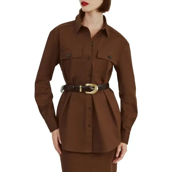 Bardot Tybi Stretch Poplin Button-up Shirt