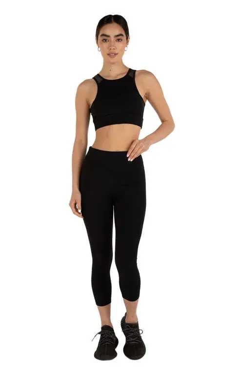 REBODY Venti Mesh Longline Silkiflex Longline Bra - Midnight Black