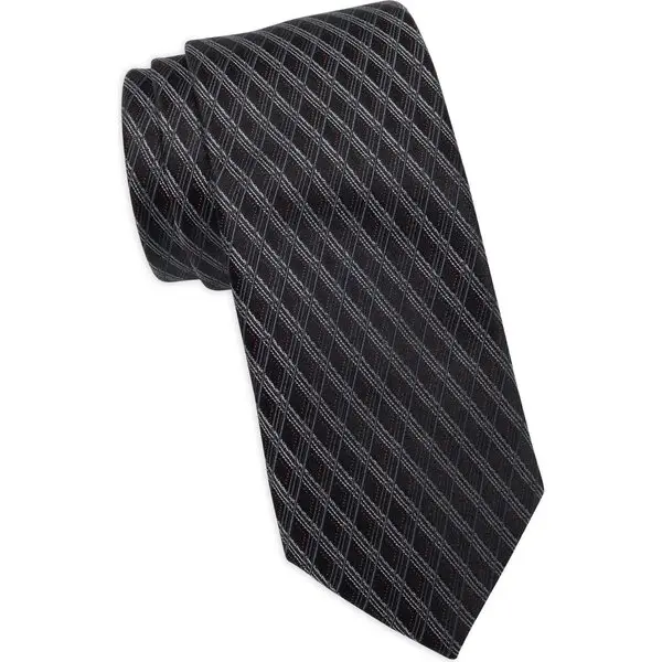 Nordstrom Grid Silk Jacquard Neck Tie - Black