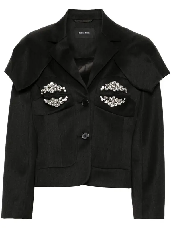 Simone Rocha Crystal-embellished Fitted Jacket