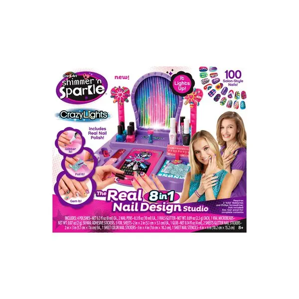 STYLE ME UP! Cra Z Art Shimmer N Sparkle Crazy Lights The Real 8 In 1 Nail Design Studio