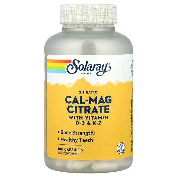 SOLARAY Cal-mag Citrate 2:1 Ratio 180 Capsules