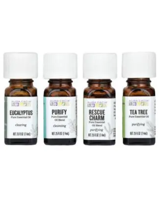AURA CACIA Purify Kit Clearing Pure Essential Oils 4 Bottles 0.25 Fl Oz 7.4 Ml Each