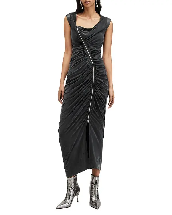 All Saints Umbra Gathered Maxi Dress