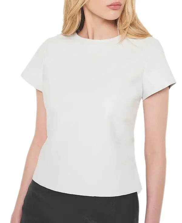 AS By DF Miller Upcycled Leather Tee - White