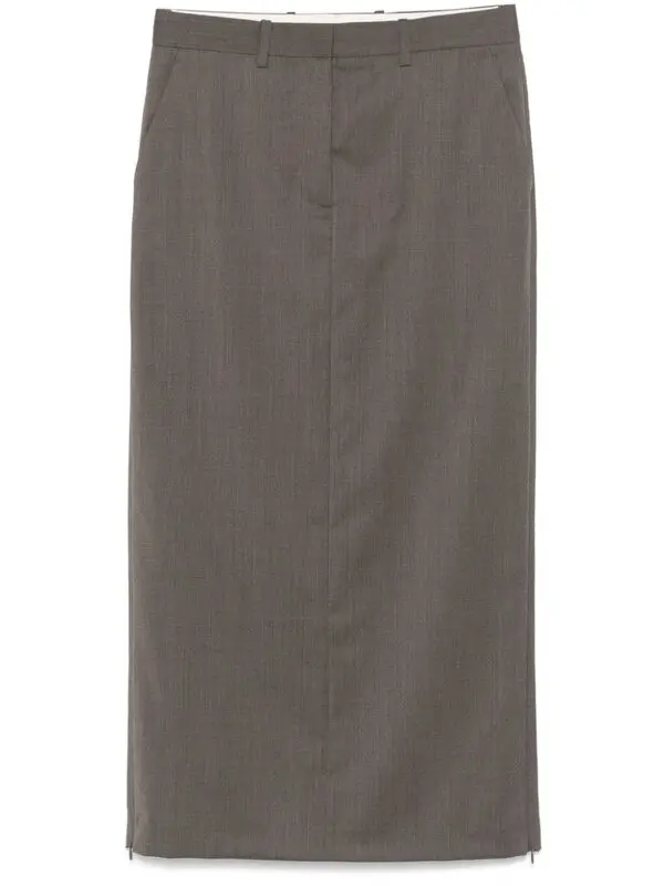 Helmut Lang Zipped Maxi Skirt - Brown