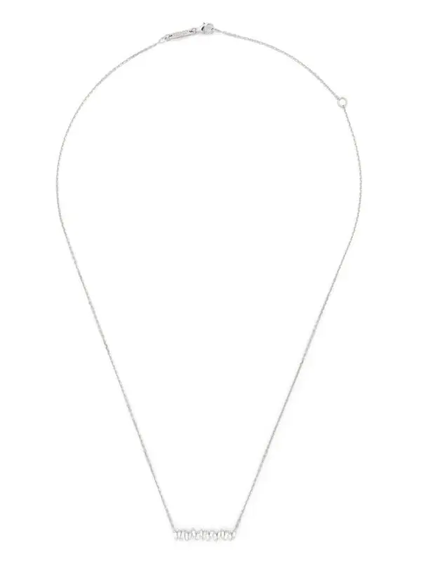 SUZANNE KALAN 18kt White Gold Bar Diamond Necklace - Silver
