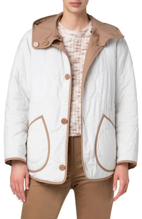Akris Techno Dot Quilt Reversible Hooded Jacket - Cream-caramel