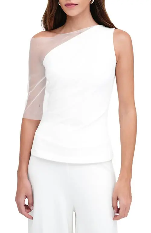 MARCELLA Zinnia Mixed Media One-shoulder Top