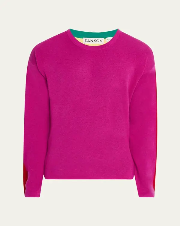 ZANKOV Colorblock Merino Wool Sweater - Peony Multi