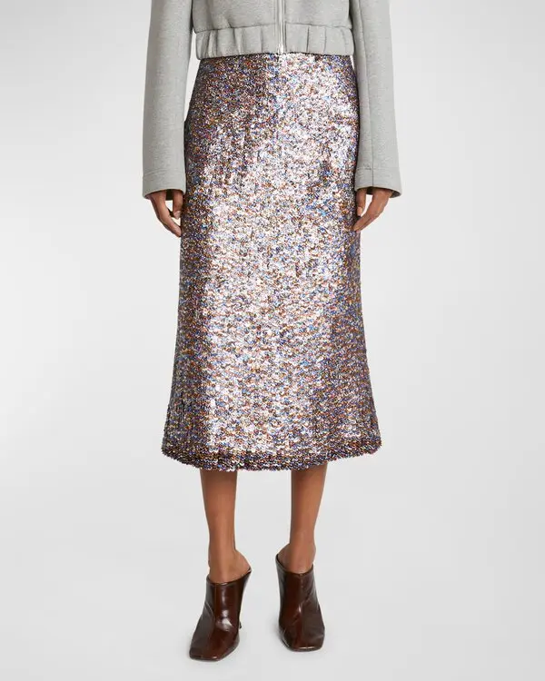 Dries Van Noten Sibyl Sequin Embellished Midi Skirt - Multi