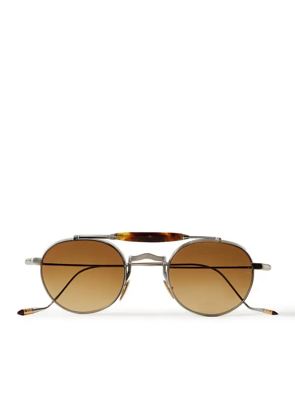 JACQUES MARIE MAGE Dasan Round-frame Beta Titanium And Tortoiseshell Acetate Sunglasses - Silver