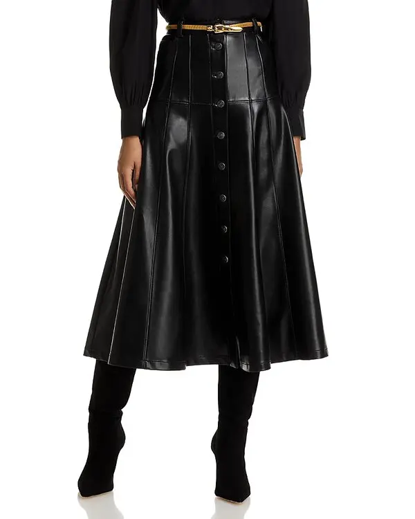 Cinq À Sept Faux Leather Veena Skirt - Black