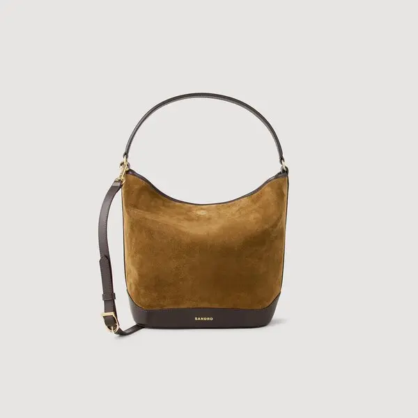Sandro Tangoso Suede And Leather Bucket Bag