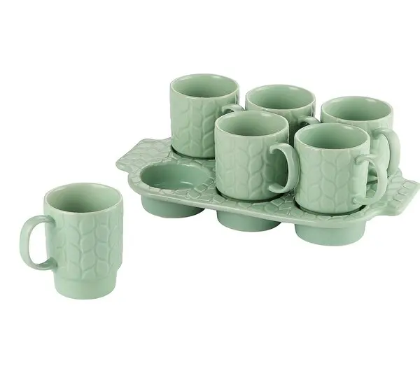 TEMP-TATIONS Carved Willow 7-piece Mug And Muffin Set