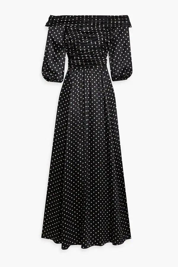 off the shoulder black and white polka dot dress Endless Romance Off Shoulder Mini Dress