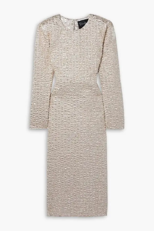 DIMA AYAD Metallic Popcorn Midi Dress