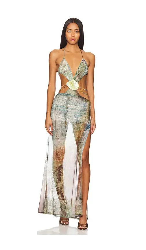 JADED LONDON Vida Backless Maxi Dress With Shell Trim