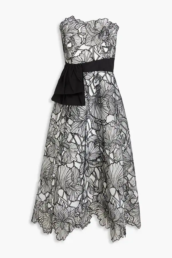 green emerald velvet dress Botanical Embroidered Midi Dress main image 0