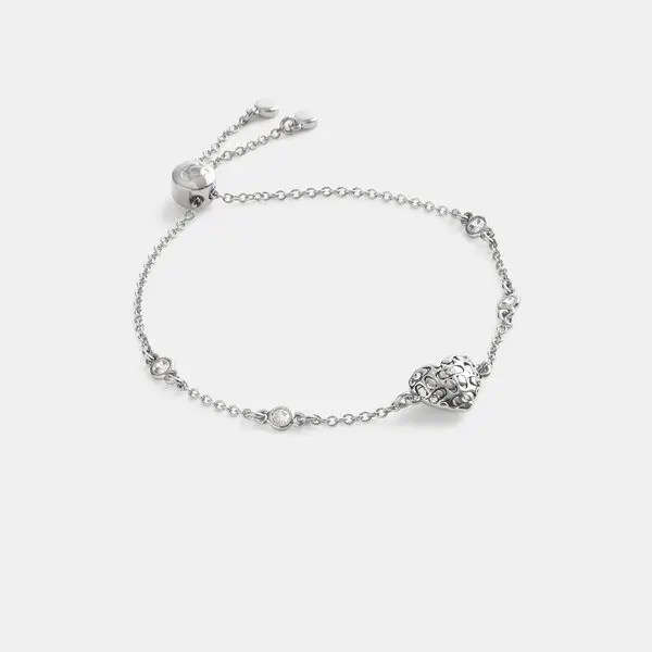 Coach Quilted Signature Heart Slider Bracelet
