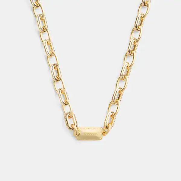 Coach Stitched Chain Link Necklace In Gold 30% Off Editorialist