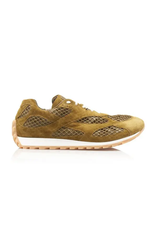 Bottega Veneta Orbit Fishnet Leather Sneakers - Green
