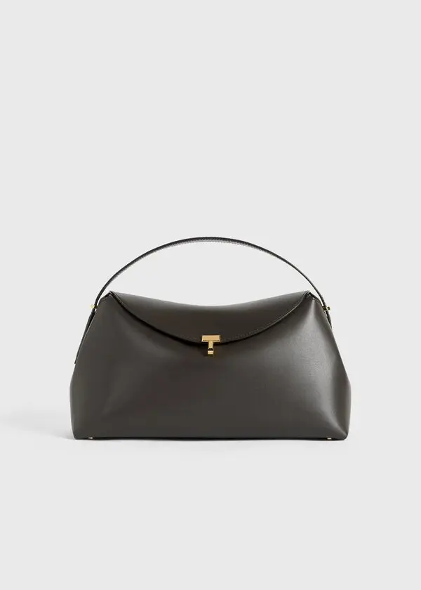 TOTÊME T-lock Palmellato Leather Top Handle Bag - Bark