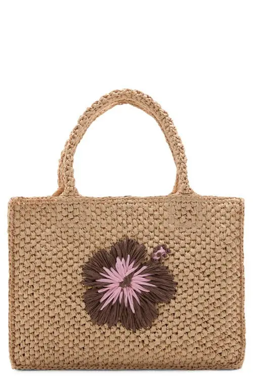 Mango Flower Detail Raffia Tote