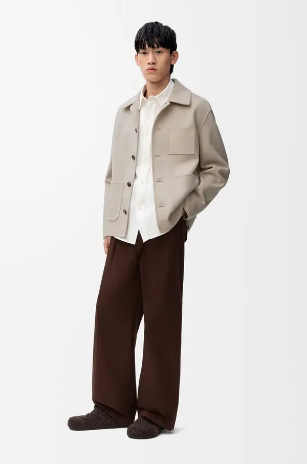 Loewe Wool-cashmere Workwear Jacket - Light Beige Melange