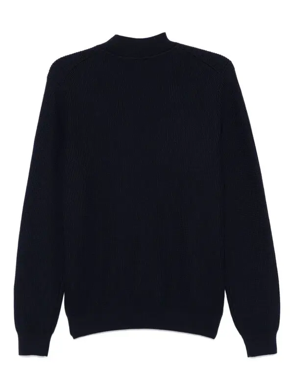 Hugo Boss Mock Neck Knitted Sweater In Blue 24% Off Editorialist
