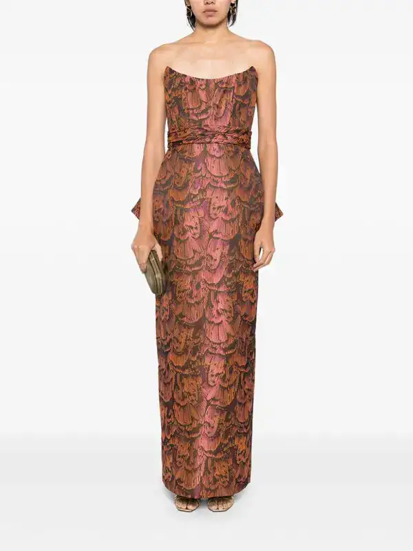 Amsale Jacquard Bow Gown In Orange - 50% Off | Editorialist