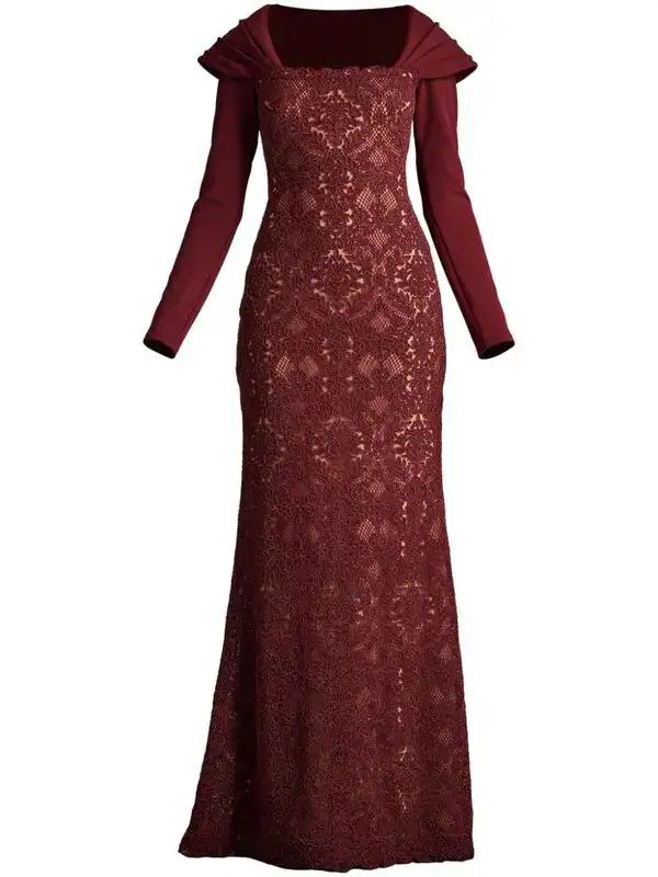 Tadashi Shoji Embroidered Lace Dress - Red | Editorialist