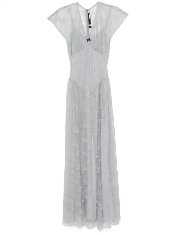 Remain Birger Christensen Lace V-Neck Maxi Dress - Grey | Editorialist