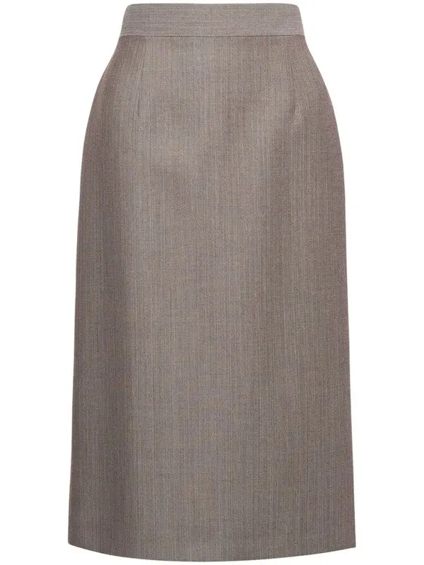 Alberta Ferretti Rear-slit Midi Skirt