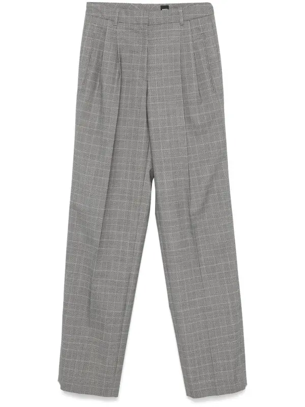 Hugo Boss Prince Of Wales-check Trousers - Black