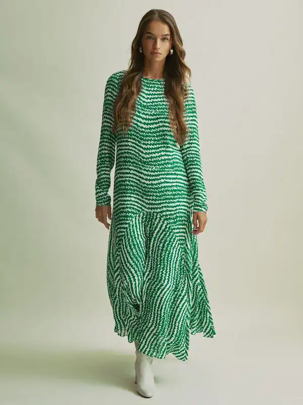 Florere Grace Printed Asymmetric Midi Dress In Green - 72% Off |  Editorialist