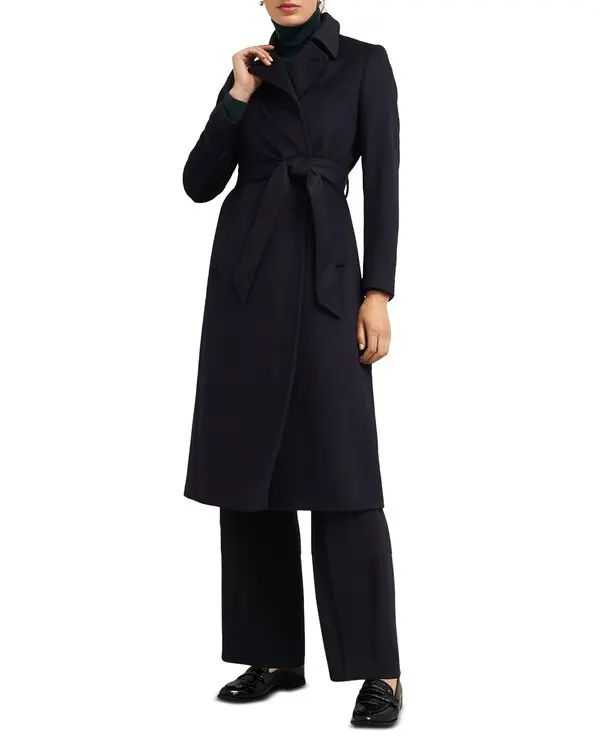 HOBBS LONDON Livia Wool Belted Coat - Navy