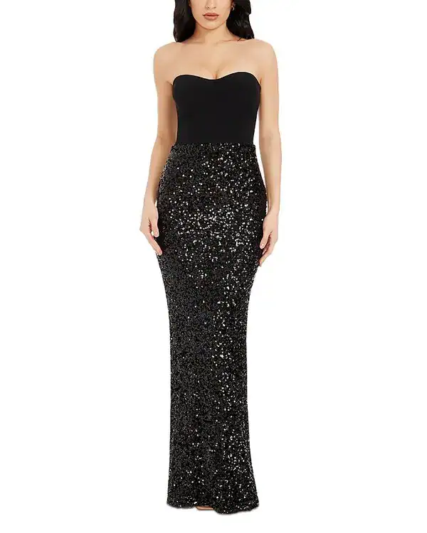 Dress The Population Vada Sequin Gown - Black - 50% Off | Editorialist