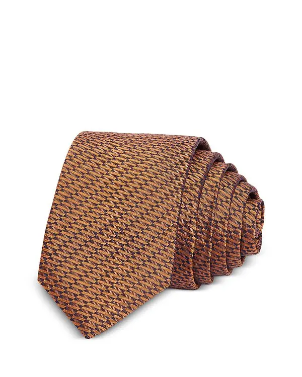 Hugo Boss Spiral Striped Silk Skinny Tie - Open Orange