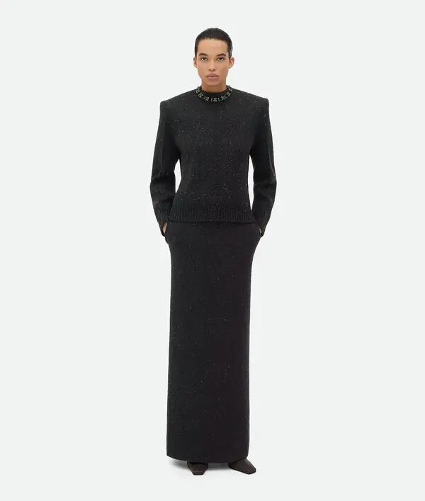 Bottega Veneta Wool Tailored Jumper - Dark Grey Melange