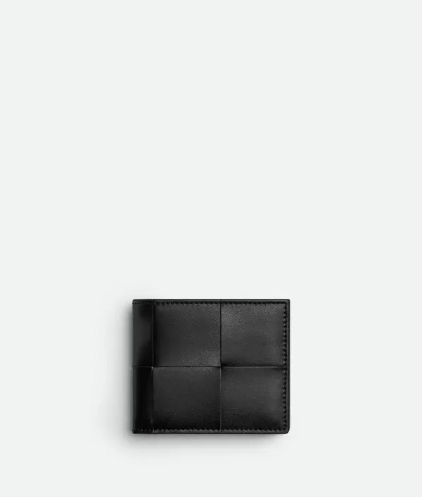 Bottega Veneta Cassette Bi-fold Wallet With Coin Purse - Black/parakeet