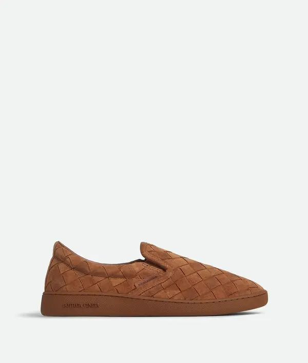 Bottega Veneta Sawyer Intrecciato Slip-On Sneakers Caramel