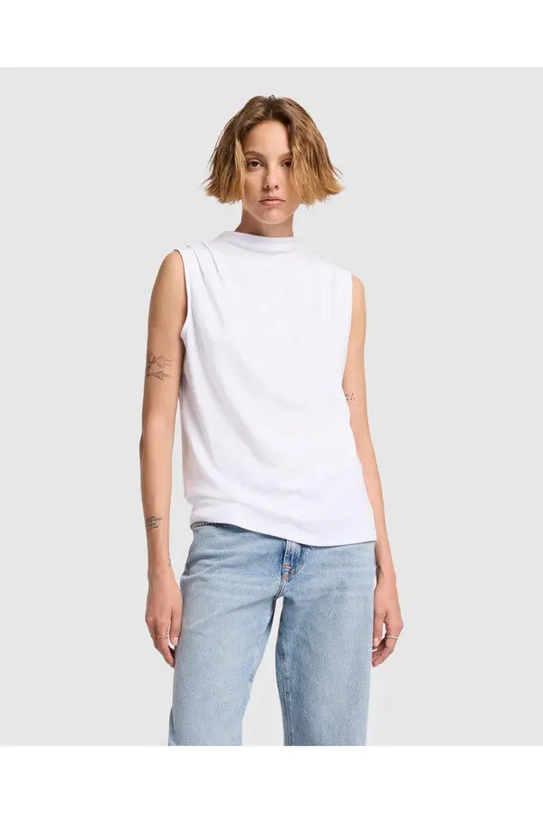 7 For All Mankind High Neck Draped Top