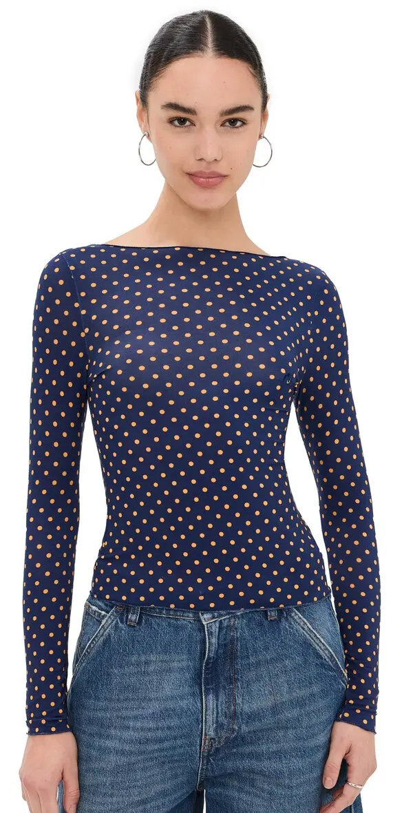 Miaou Amelia Top - Blue Polka Dots