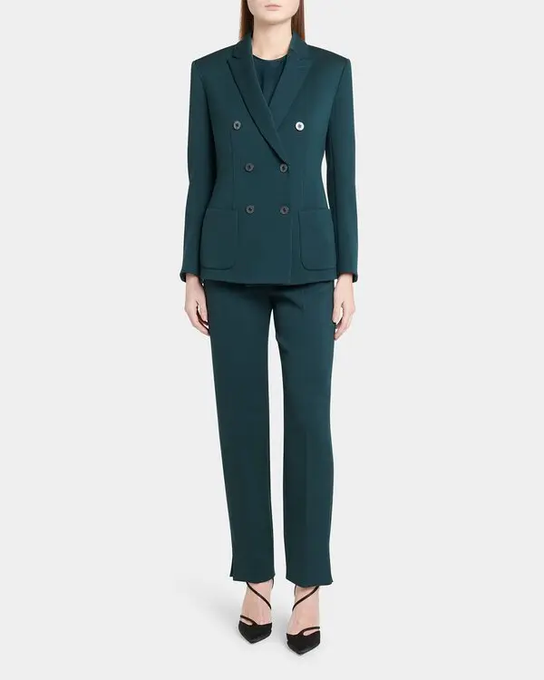 Giorgio Armani Double-breasted Stretch Wool Blazer - Dark Green