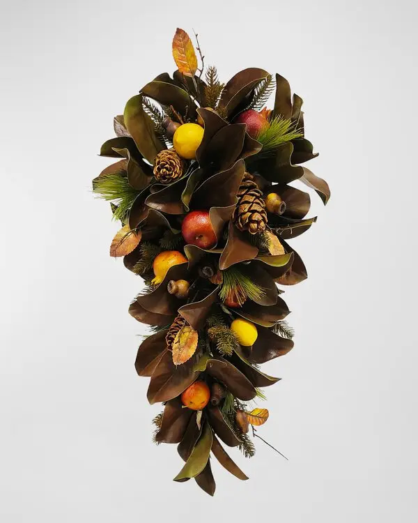 WINWARD HOME Magnolia Leaf And Fruit Cone Door Spray
