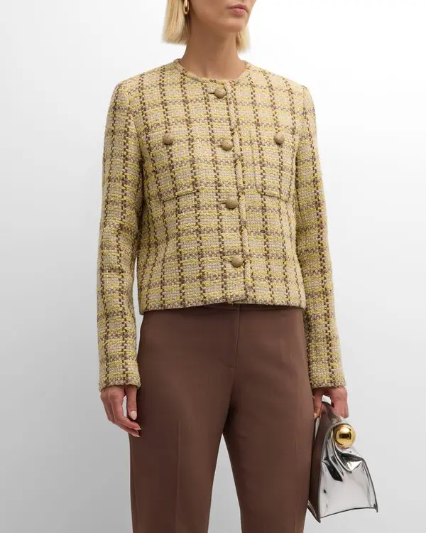 Lafayette 148 New York Woven Plaid Jacket
