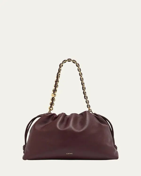 Loewe Flamenco Large Napa Lambskin Shoulder Bag - Dark Burgundy