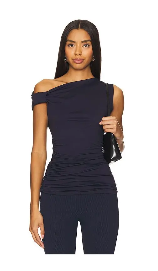 Susana Monaco Asymmetric Gathered Top - Midnight